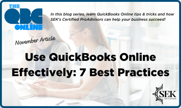 Use QuickBooks Online effectively: 7 best practices | SEK